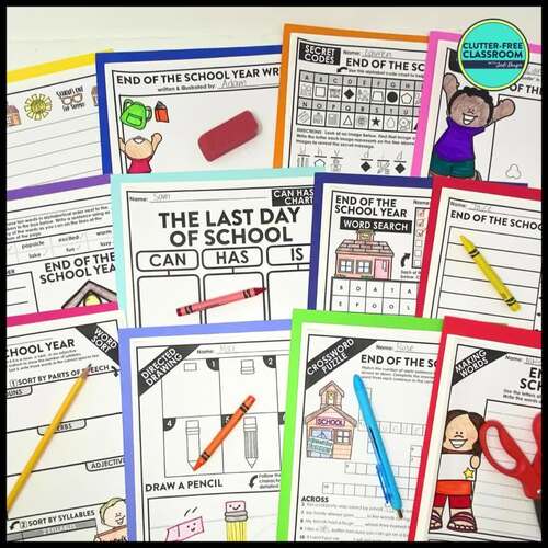 END OF THE SCHOOL YEAR ACTIVITY PACKET last week of school worksheets