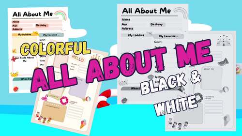 All about me summer theme by Pixel Pulse | TPT