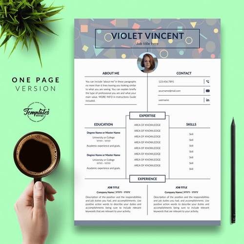 Creative Resume - Violet Vincent / Professional Resume for MS Word ...