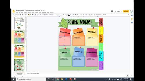 Photosynthesis Interactive Notebook Activities Google Classroom Parts ...