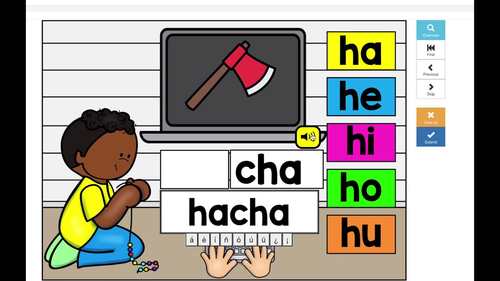 Letra H Silabas ha he hi ho hu Boom cards Audio incluido by Recursos ...