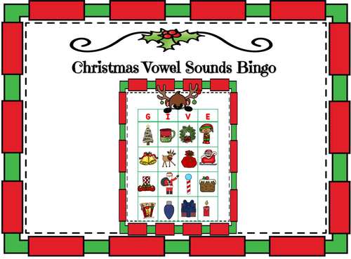 Christmas Themed Bingo | Vowel Sounds | 30 Cards by Pint Size Learners
