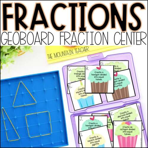 Geoboard Fraction Activity 1st, 2nd or 3rd Grade Fractions Math Center