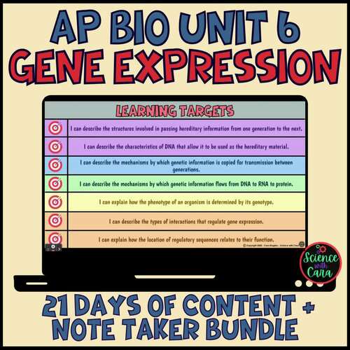 AP Biology Unit 6 Gene Expression Lesson, Quiz, Note Taker, and Review ...