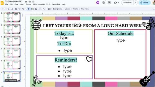 TAYLOR SWIFT ERAS & LYRICS Themed Editable Google Morning Meeting ...