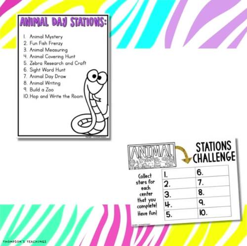 Animal Themed Centers | End of the Year Animal Theme Day | TPT