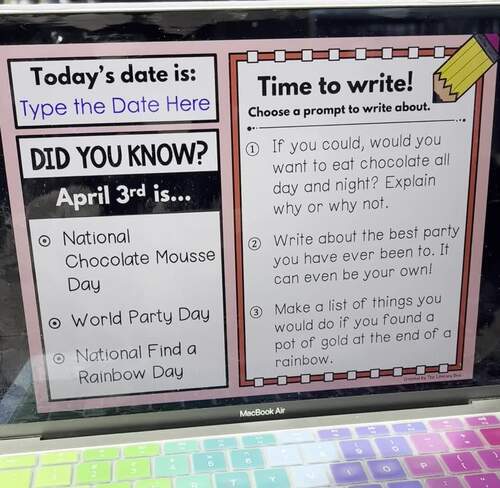 1st 2nd Grade Daily Writing Prompts April Journal Writing Center ...