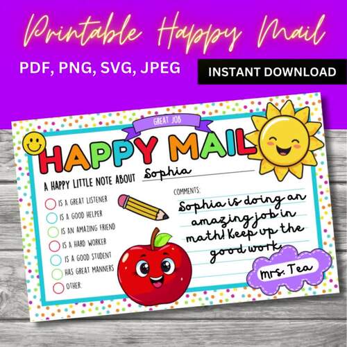 Happy Mail, Teacher Postcard, Teacher Repor Positive Communication ...