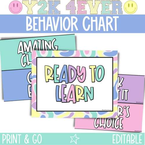 Retro Behavior Chart / Editable Behavior Clip Chart / Groovy Classroom ...