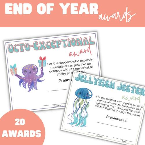 End of Year Awards - Summer Activities - End of year activities - Ocean ...