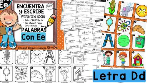 Spanish Write the Room Letter Ee | Bilingual Kindergarten Literacy Center