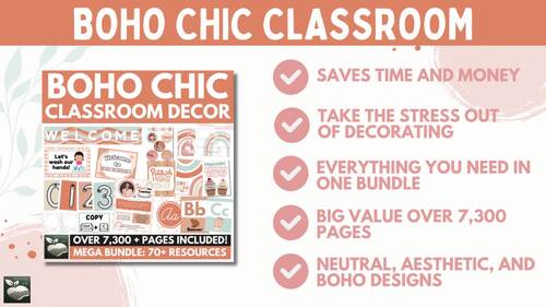 Editable Boho Chic Classroom Decor & Management | 75+ Mega Bundle