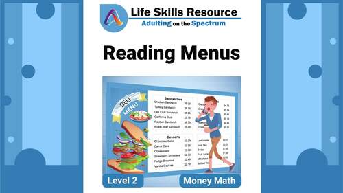 Bundle Reading Menus SPED Life Skills Money Math Worksheets for Middle ...