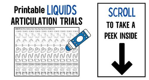 Liquids Articulation Paint Pen Sheets for Speech Therapy | TPT