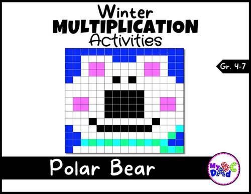Winter Math Mystery Picture - Polar Bear Multi-Digit Multiplication