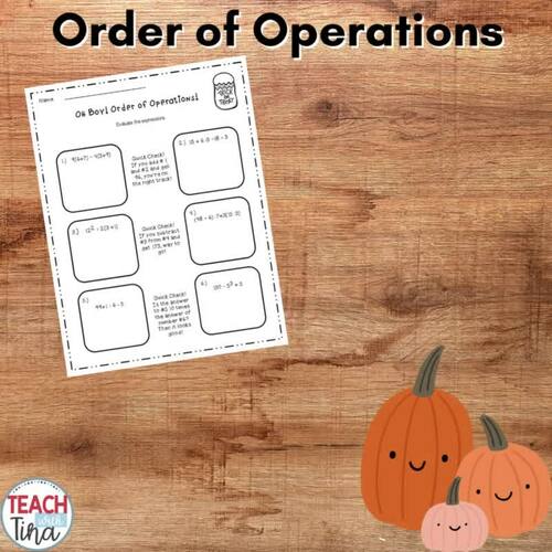 Halloween Math 6th Grade Order of Operations, Ratios, Rates, Proportions