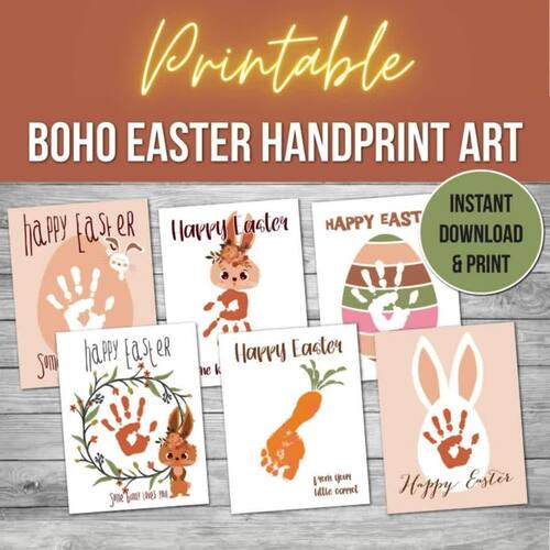 Easter Handprint Art Craft, BOHO Gender Neutral Handprint Craft ...