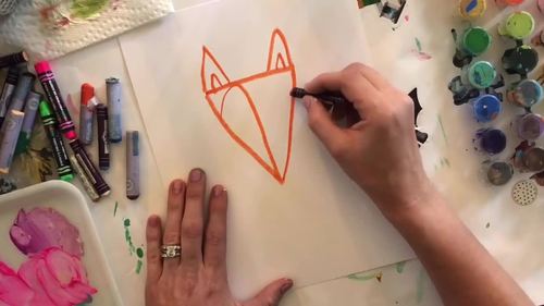 Oil Pastel Fox Drawing with Watercolor by Art with Anna | TPT