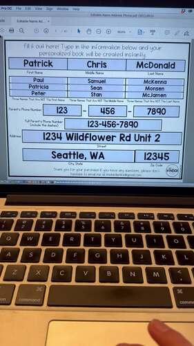 Editable Name Writing Activities | Full Name Address Phone Number Tracing