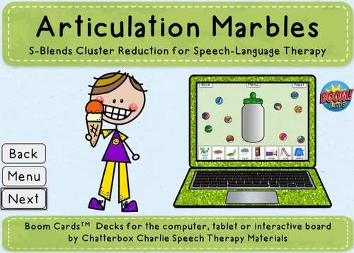 S-Blends Cluster Reduction Articulation Marbles Game Boom Cards | TPT