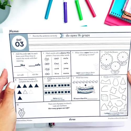 3rd Grade Morning Work or Bell Ringers - Math & ELA Spiral Review Print ...