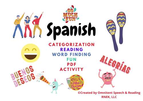 Spanish Categorization with Reading Quiz Included Easel Ready! Complete ...
