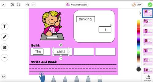 Writing Simple Sentences with Nouns and Verbs Seesaw Valentine's Day