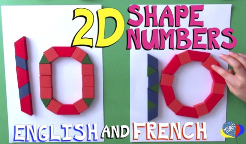 2D Shape Numbers 1-10 English and French Distance Learning VIDEO