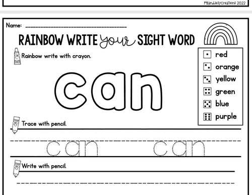 Sight Word Work - Rainbow Write by PB and Jelly Creations | TPT