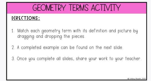 Distance Learning: Geometry Terms Digital Card Sort | TPT