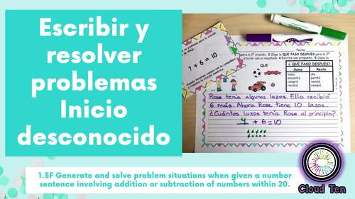 Escribir y resolver problemas Inicio desconocido by Cloud Ten | TPT