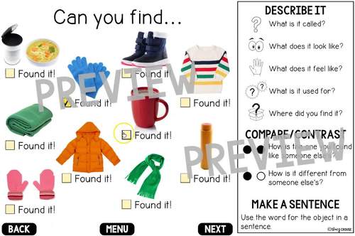 Winter Teletherapy Digital Scavenger Hunt Interactive PDF Speech Therapy