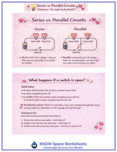 Series vs Parallel Circuits Worksheet Valentine You Light Up My World
