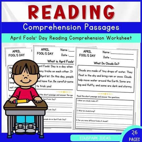April Fools' Day Reading Comprehension Worksheet April Fool April for K ...