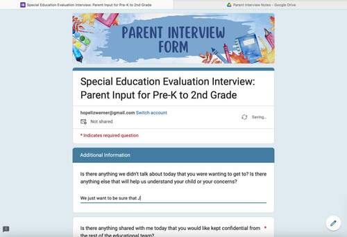 Parent Interview Bundle: Google Form & Publisher Template for SW ...