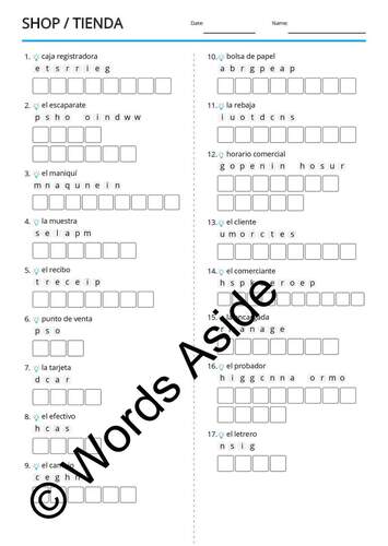 Spanish English Bilingual Vocabulary Worksheets Cards Puzzles Games SHOP