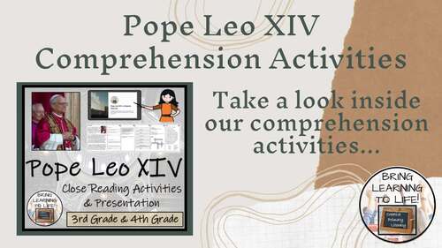 Pope Leo XIV Close Reading Comprehension Activities | 3rd Grade & 4th Grade