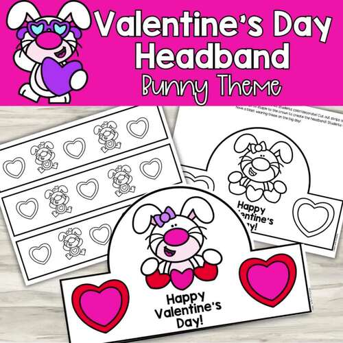 Valentine's Day Crown Craft Party Headband Hat | Cute Bunny Theme