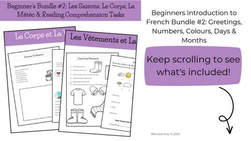 Beginner French Bundle: Weather, Clothes, Seasons, Body Worksheets ...