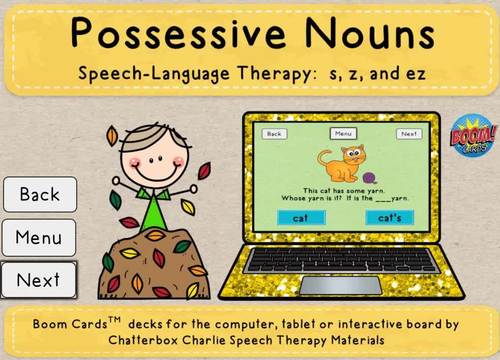 Possessive Nouns: S, Z and EZ for Boom Cards Speech Therapy | TPT