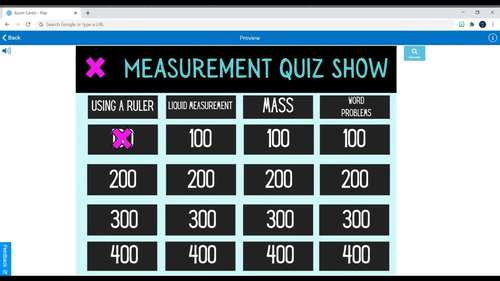 Measurement Quiz Show Boom Cards by Hands on Learning LLC | TPT