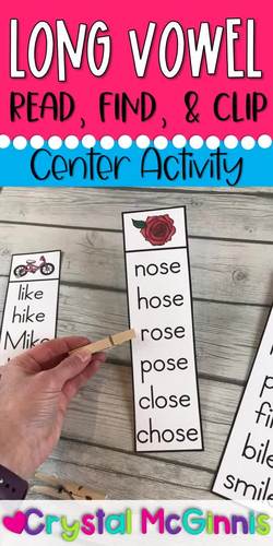 Long Vowel CVCE Word Clip Center | CVCE Words | CVCE Word List Activity