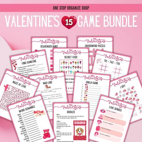 Valentine's Day Printable Games | No Prep Bundle | Valentine Game Fun