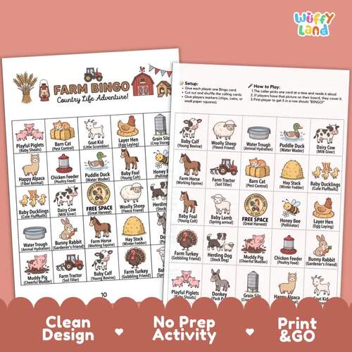 Farm BINGO Game | Country Life Adventure & Domestic Animal Science Activity