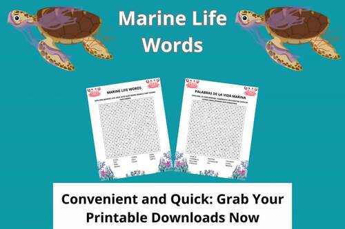 Ocean Life Word Search- Available in (English & Spanish) K-2nd grade.