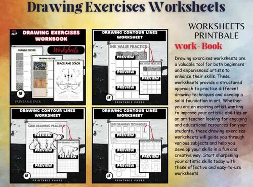 Drawing Exercises Worksheets for kids by English For Kids ABC | TPT