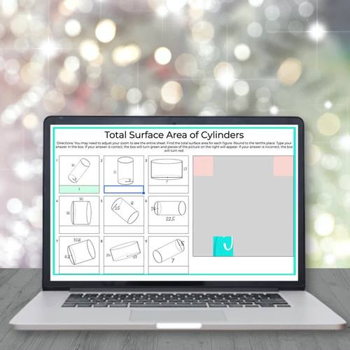 Total Surface Area of Cylinders Puzzle Pixel Art by Blessed Math Teacher