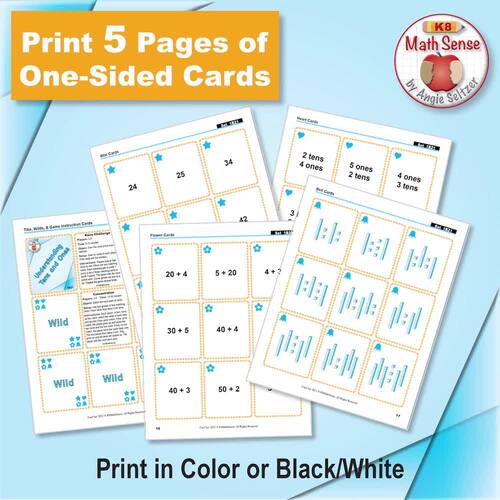 Tens and Ones Place Value: Math Sense Card Games & Matching Activities 1B21