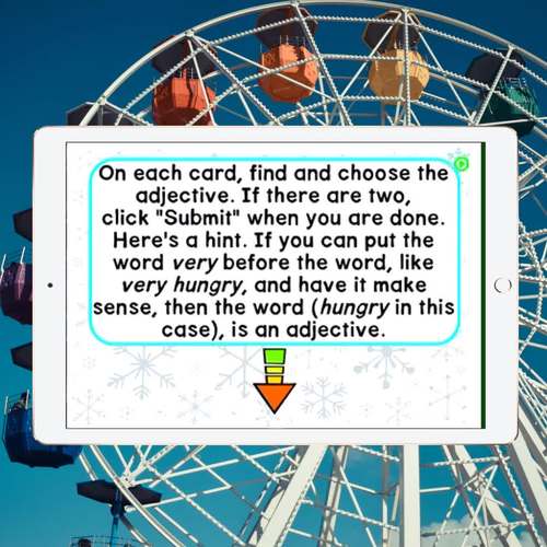 Winter fun fair adjectives with audio | English grammar Boom cards