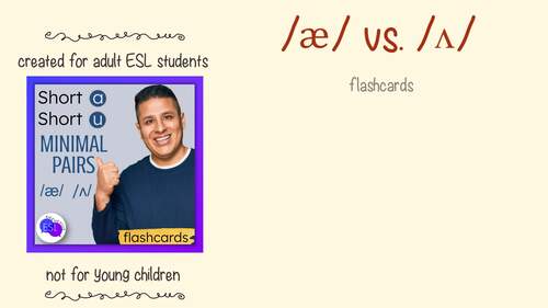 Short a Short u Minimal Pair FLASHCARDS for Adult ESL Pronunciation